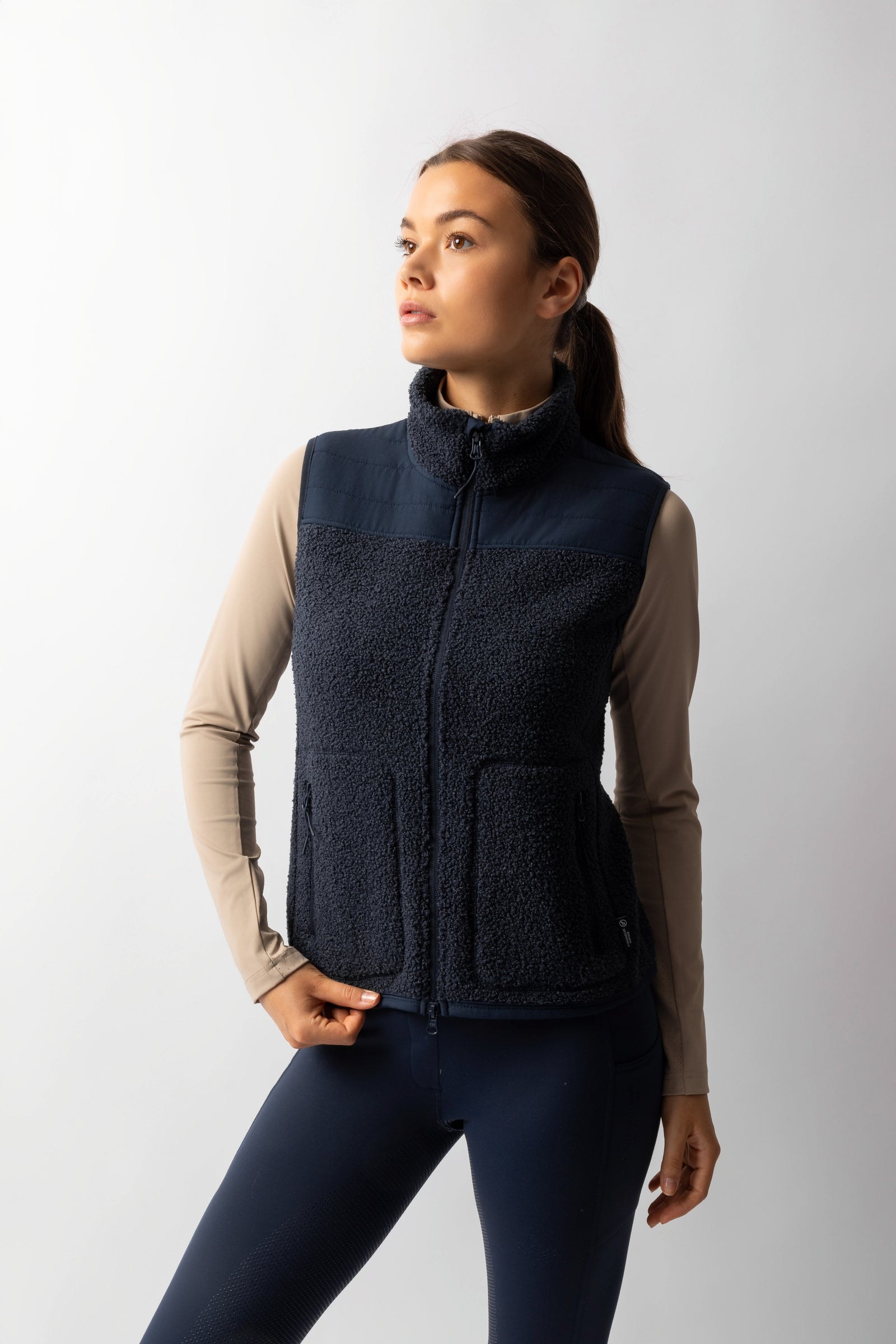 Horze Adira dame teddy fleece vest – Blueberry | Rideklær – horze